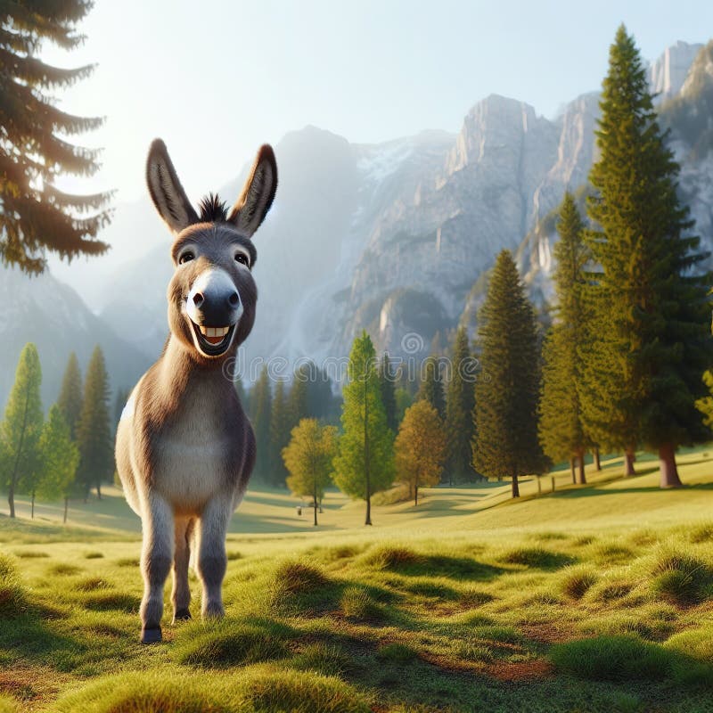 Cheerful Donkey Smiling. Generative AI Stock Illustration ...