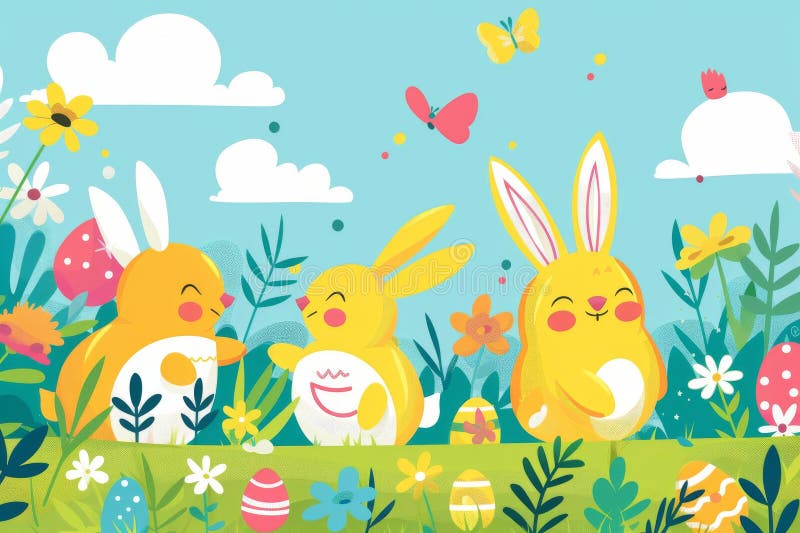 Cheerful Easter Background with Bright Colors and Playful Designs Stock ...