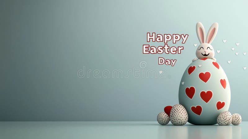 Cheerful Easter Scene Featuring Bunny and Decorated Eggs, Perfect for ...