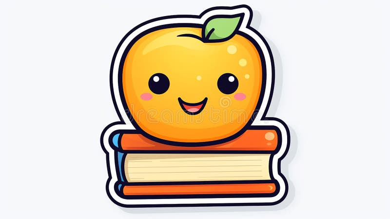 Cheerful Education Helpers Cute Academic Icon Sticker with an Apple and ...
