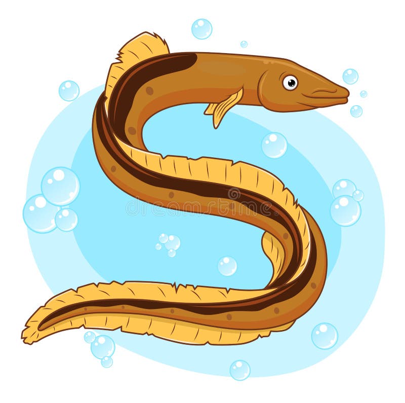 Cheerful eel fish stock vector. Illustration of cartoon - 125818230