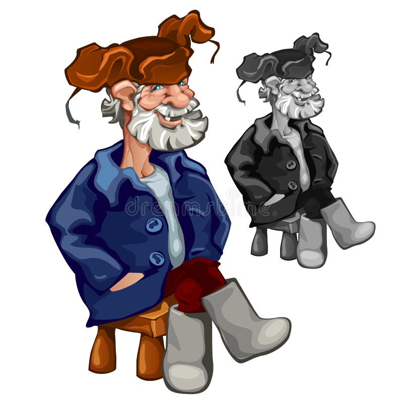 Cheerful Elderly Man Resting on Bench Stock Vector - Illustration of ...