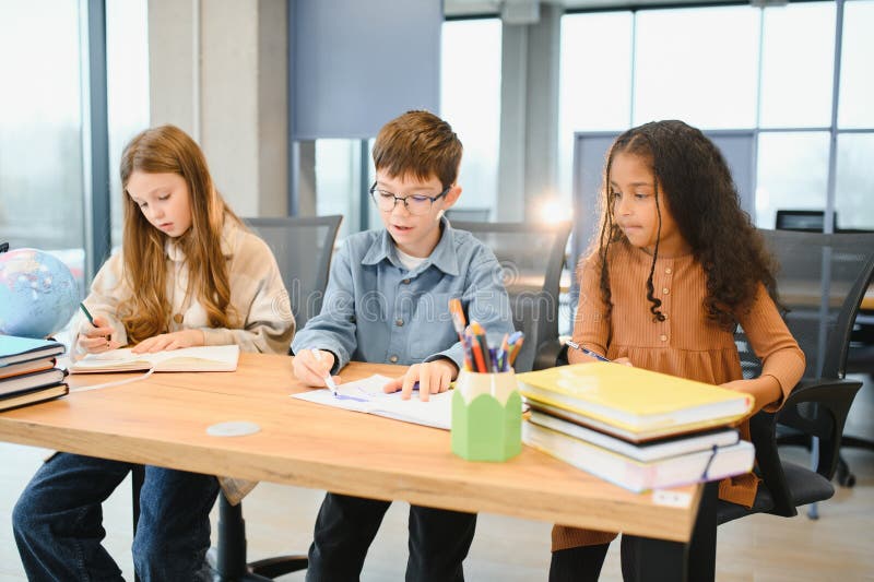 Cheerful Elementary School Students. Back To School Stock Image - Image ...