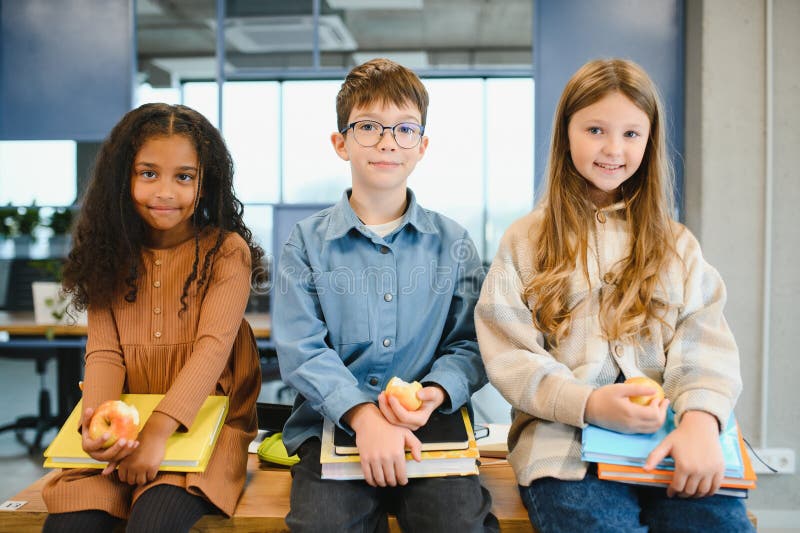 Cheerful Elementary School Students. Back To School Stock Image - Image ...