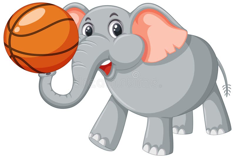 A Cheerful Elephant and Basketball Stock Vector - Illustration of ...