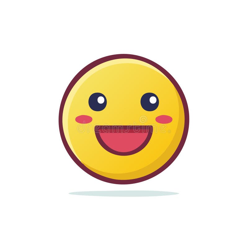 Cheerful Emoji Illustration, Smiling Face with Blush Cheeks, Vector ...