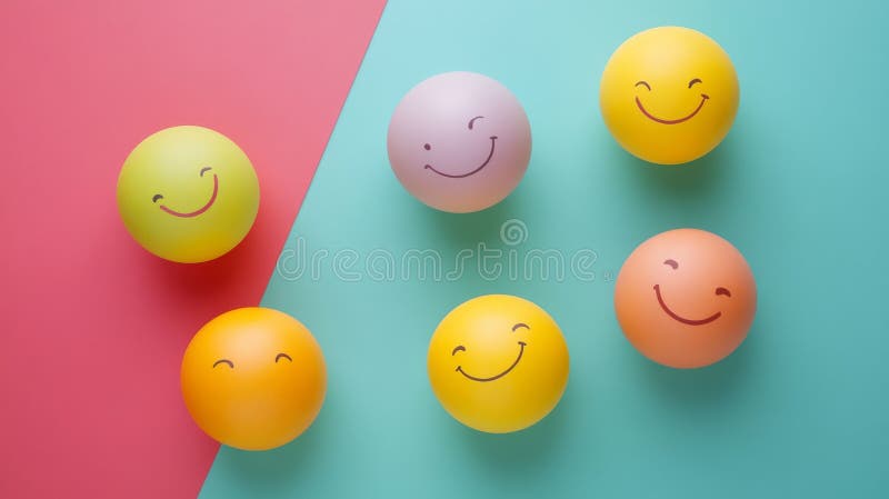 Cheerful Emoticon Balls Symbolizing Various Feelings Displayed on a ...