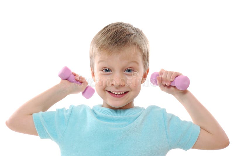 Ambitious, Determined Little Boy Trying To Lift Stock Photo - Image of ...
