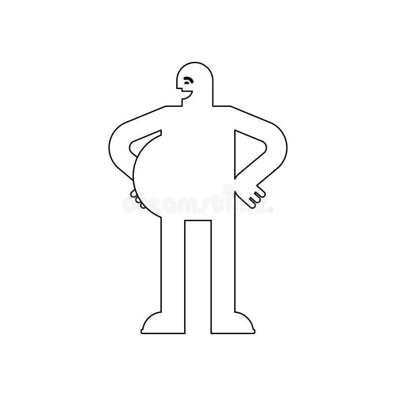 Cheerful Fat Man. Linear Silhouette of a Fat Man Stock Vector ...