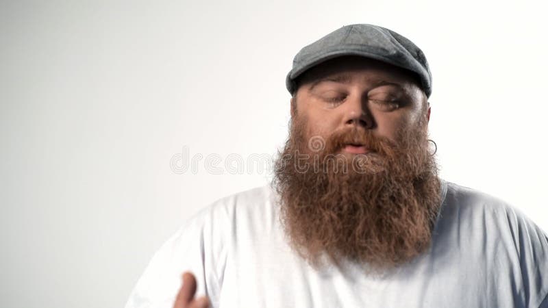 Joyful Thick Man with Big Belly. Stock Footage - Video of male, human ...