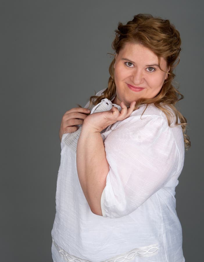 Cheerful fat woman stock image. Image of happiness, people - 24978381