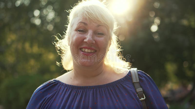 Laughing Fat Woman on Nature Stock Video - Video of happy, excited ...