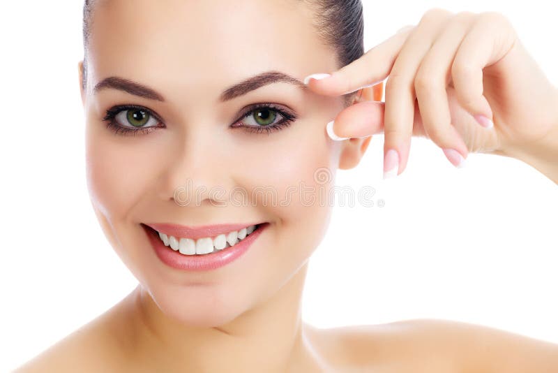 Cheerful Female with Fresh Clear Skin Stock Image - Image of isolated ...