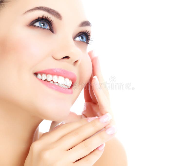 Female with Fresh Clear Skin Stock Image - Image of hands, clean: 39249609