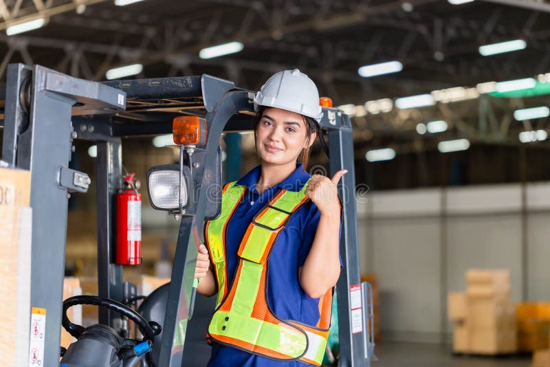 Worker on Forklift, Manual Workers Working in Warehouse, Worker Driver ...
