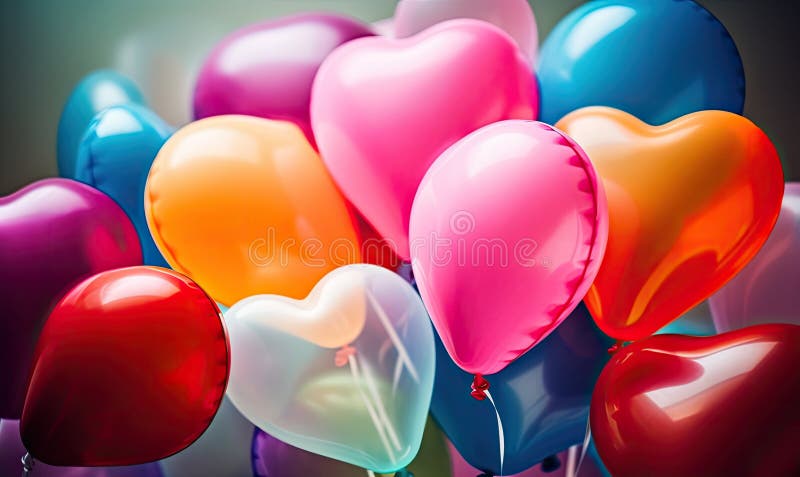 Cheerful and Festive Heart-shaped Balloons in Bold Colors Creating ...