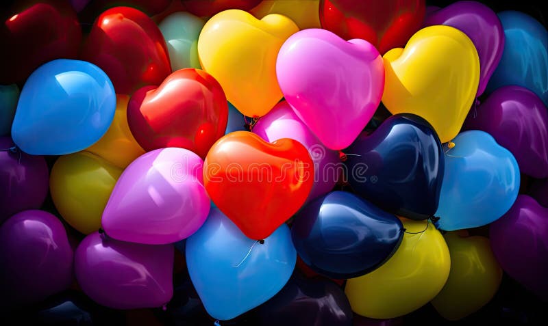 Cheerful and Festive Heart-shaped Balloons in Bold Colors Creating ...