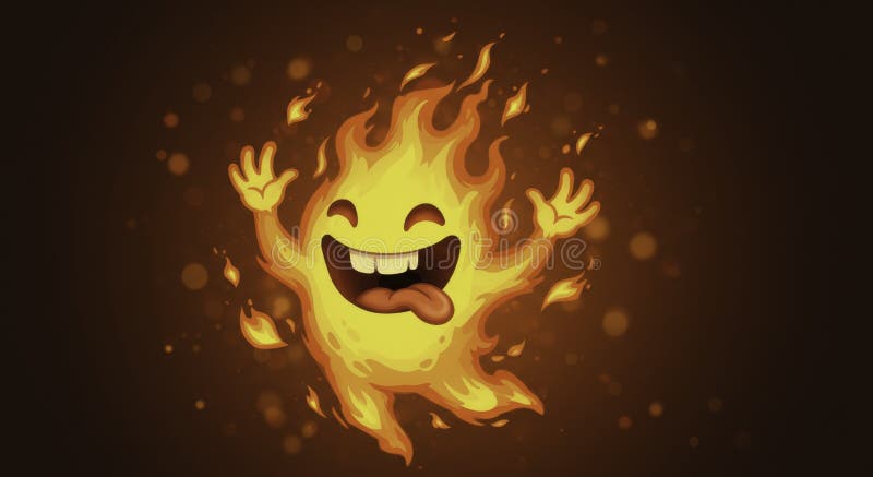 Joyful Fire Sprite Cartoon Character Design Stock Illustration ...