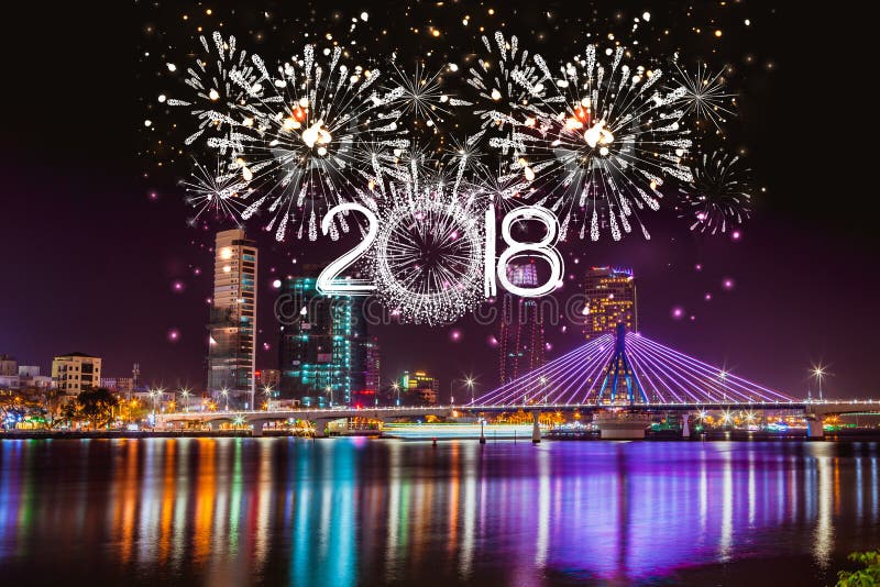 Cheerful Fireworks Display in City Night and Bridge. Editorial ...