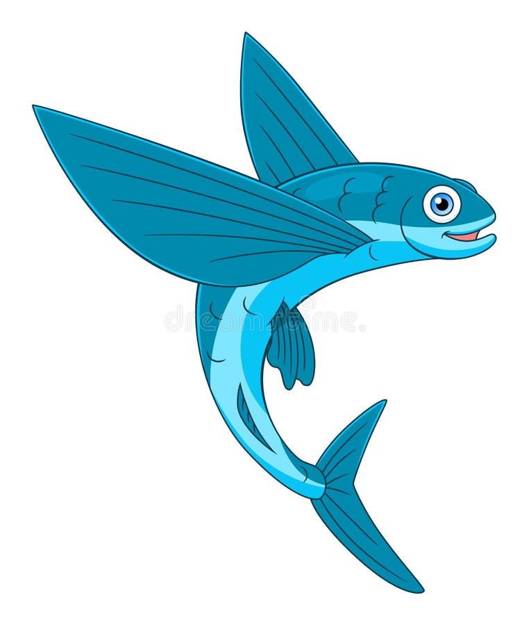 Cheerful flying fish stock vector. Illustration of cartoon - 92878686
