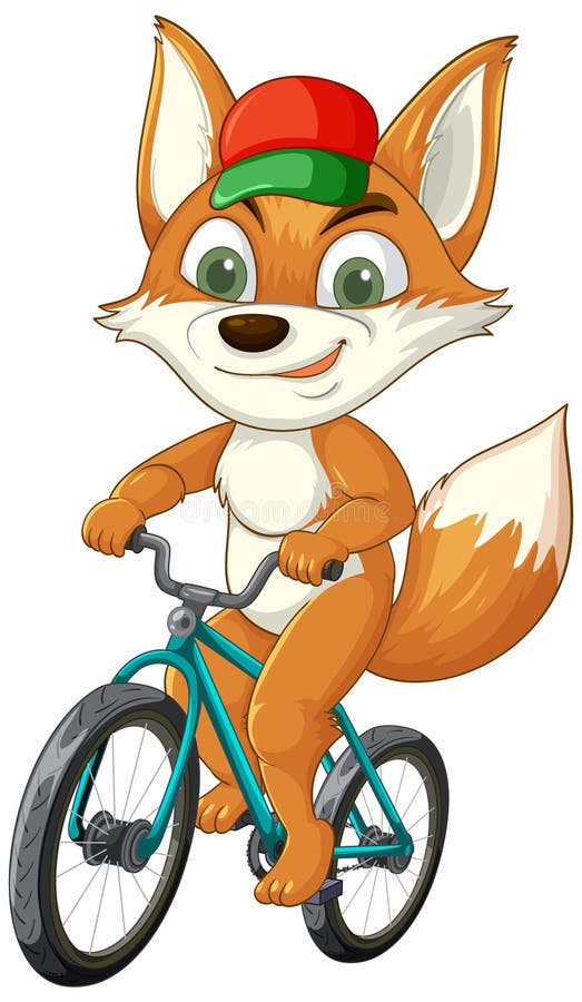 A cheerful fox cycling stock illustration. Illustration of journey ...