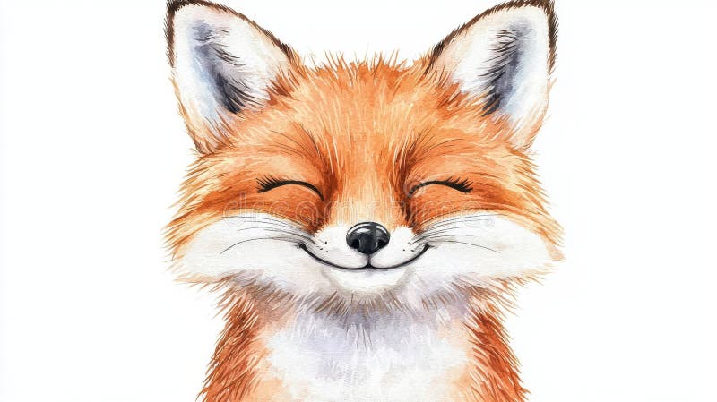 Cheerful Fox Illustration with Bright Eyes and Fluffy Fur Details Stock ...