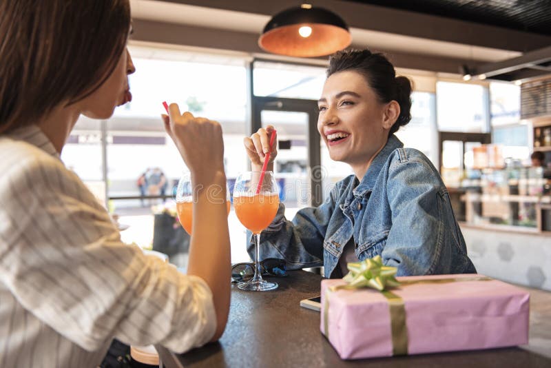 Cheerful Friends Drinking Together Stock Photo - Image of family ...