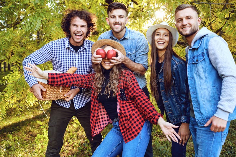 Cheerful Friends are Laughing in the Park. Stock Photo - Image of happy ...