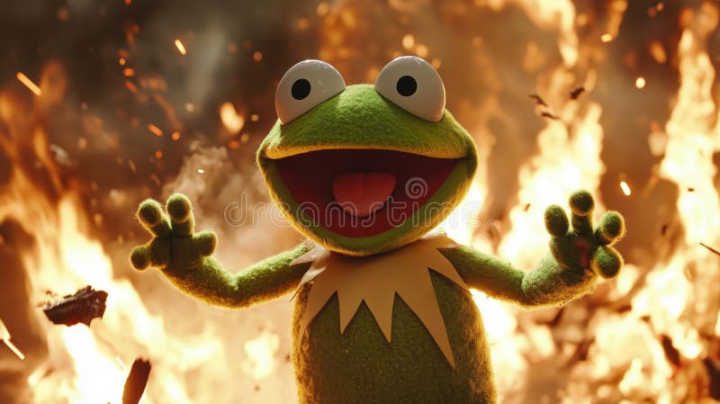 Cheerful Frog Puppet in Energetic Performance Stock Illustration ...