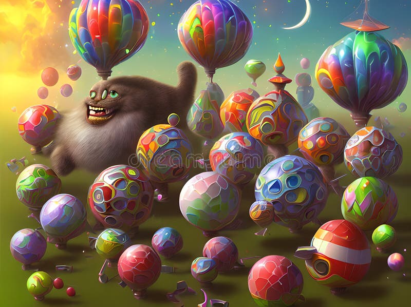 Cheerful Funny Balls, Generative AI Illustration Stock Illustration ...