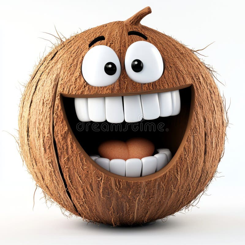 Cheerful Funny Coconut Character White Background Stock Photos - Free ...
