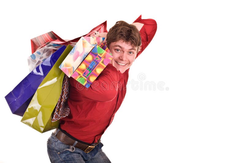 Cheerful Funny Happy Shopping Man. Stock Photo - Image of person ...
