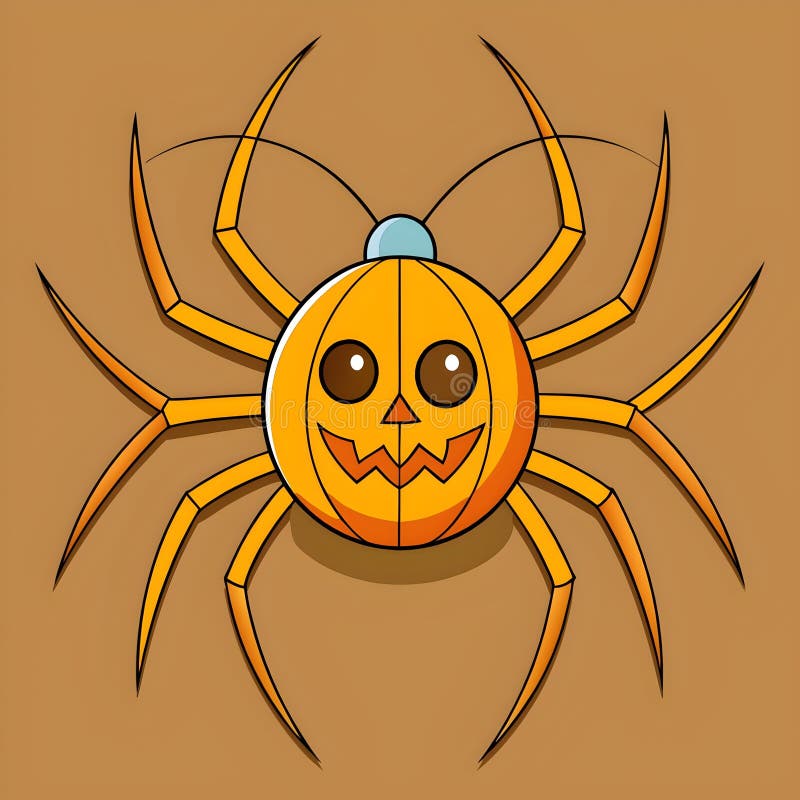 Playful Spider in Web Halloween Vector, Isolated on Dark Background ...