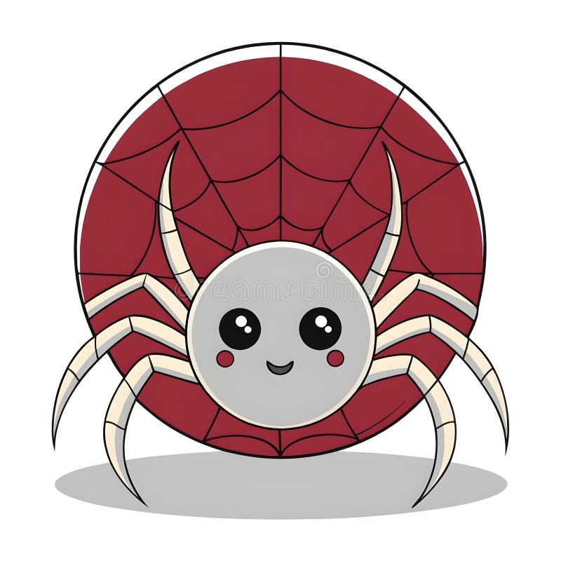 Funny Spider Sticker in Web for Halloween, Isolated on White Background ...