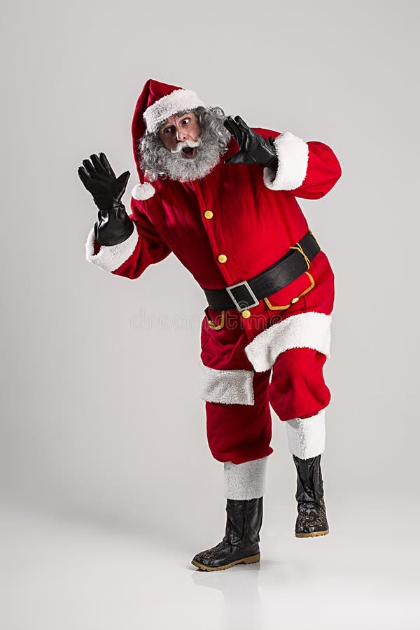 Cheerful Funny Traditional Santa Claus Stock Photo - Image of full ...