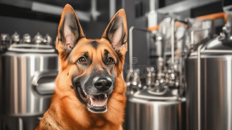 Cheerful German Shepherd in Modern Kitchen Setting Stock Photo - Image ...