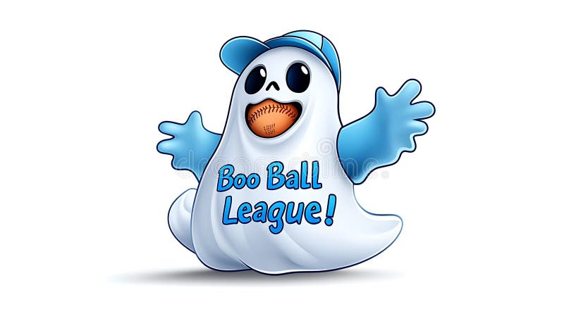 Cheerful Ghost Playing Baseball in Vector Graphics Style Stock ...