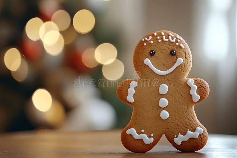 A Cheerful Gingerbread Cookie Man Adorned with Icing is Ready for ...