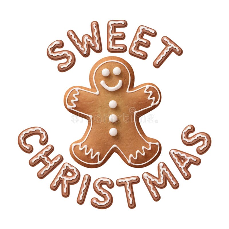 A Cheerful Gingerbread Man is Centered, Surrounded by the Words Sweet ...