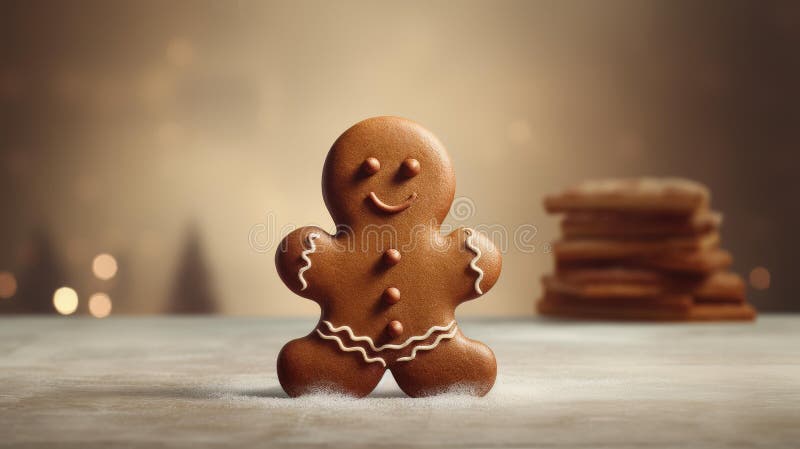 Cheerful Gingerbread Man Smiling Against a Bright Background Stock ...