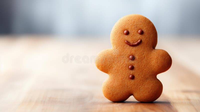 Cheerful Gingerbread Man Smiling Against a Bright Background Stock ...