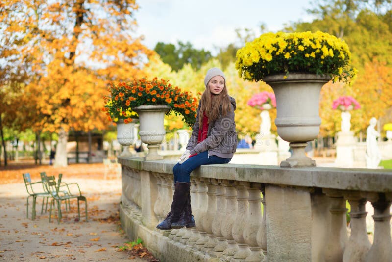 Cheerful Girl Enjoying a Fall Day Stock Image - Image of bright ...