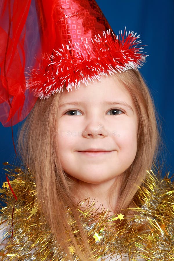 The Cheerful Girl in a Red Cap Stock Image - Image of girl, looks: 7444645
