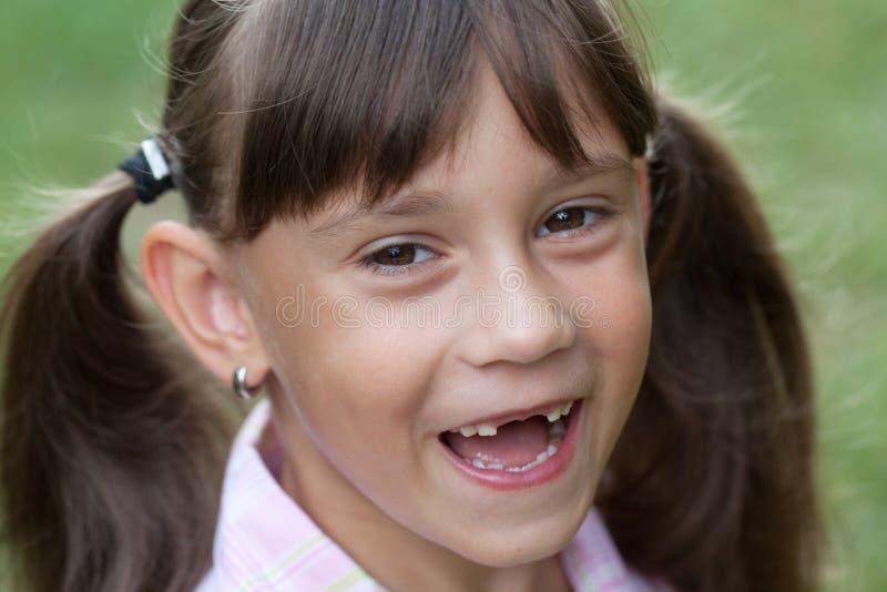 Cheerful girl with tails stock image. Image of blithe - 26199473