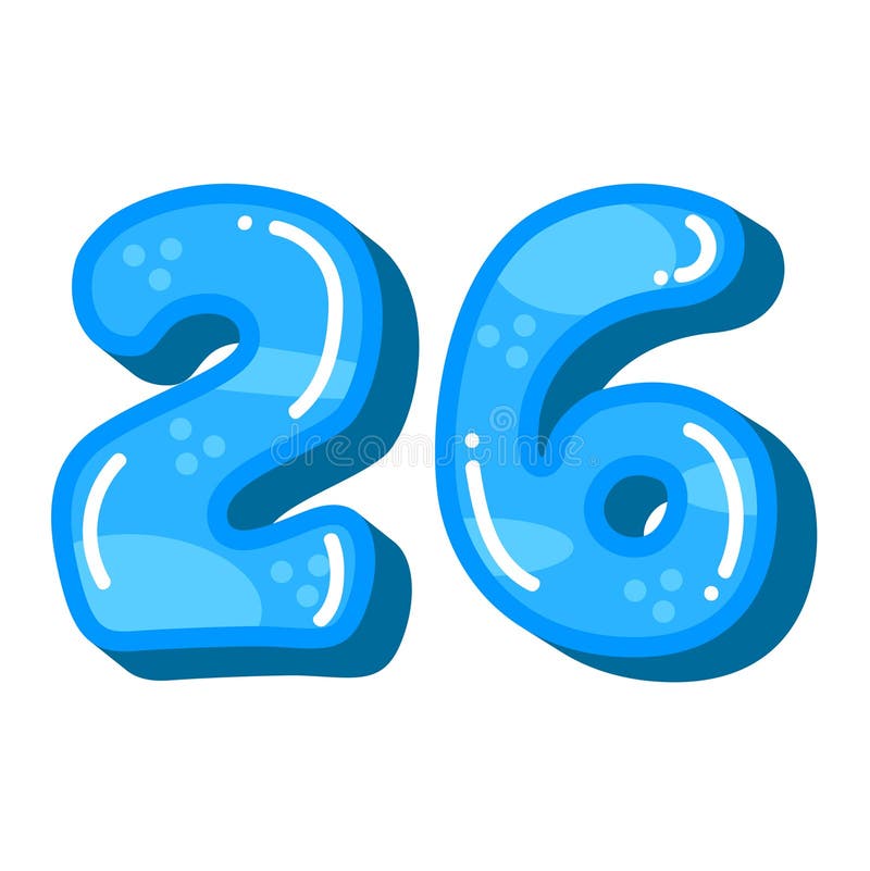 Cheerful Glossy Number 26 Vector Image, Cartoon Number 26 Twenty Six ...