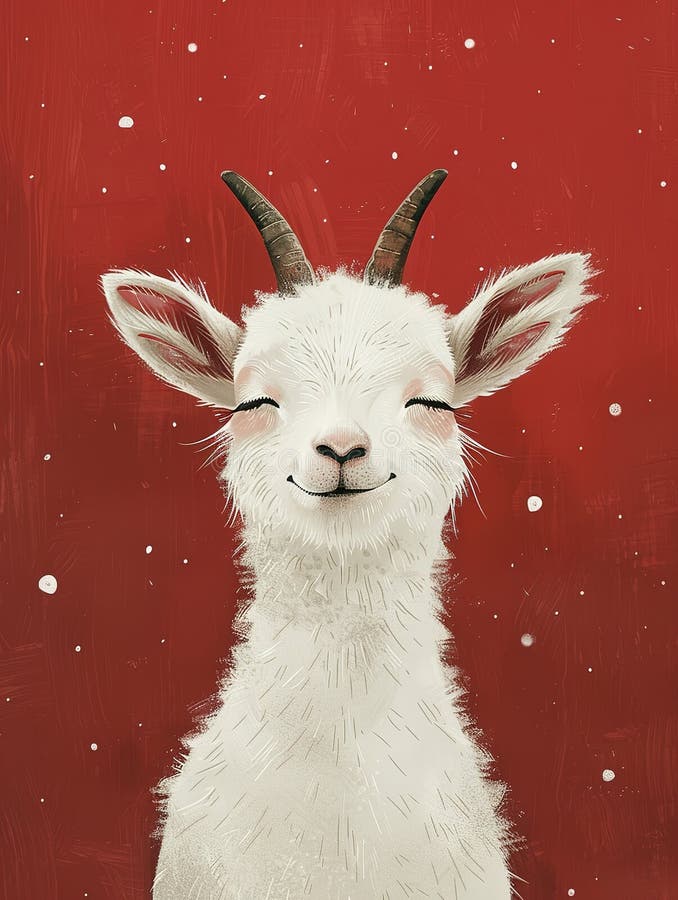 Cheerful Goat. Smiling Happily on Red Background Stock Illustration ...