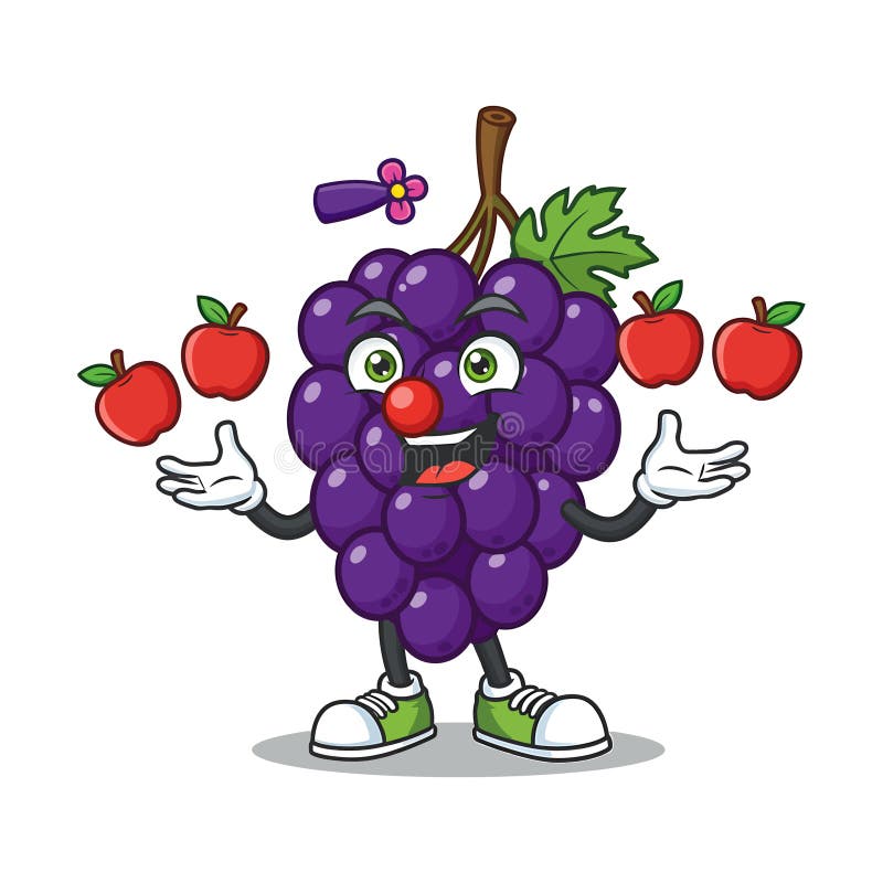 Cheerful Grape Clipart Juggling Red Apples Stock Vector - Illustration ...