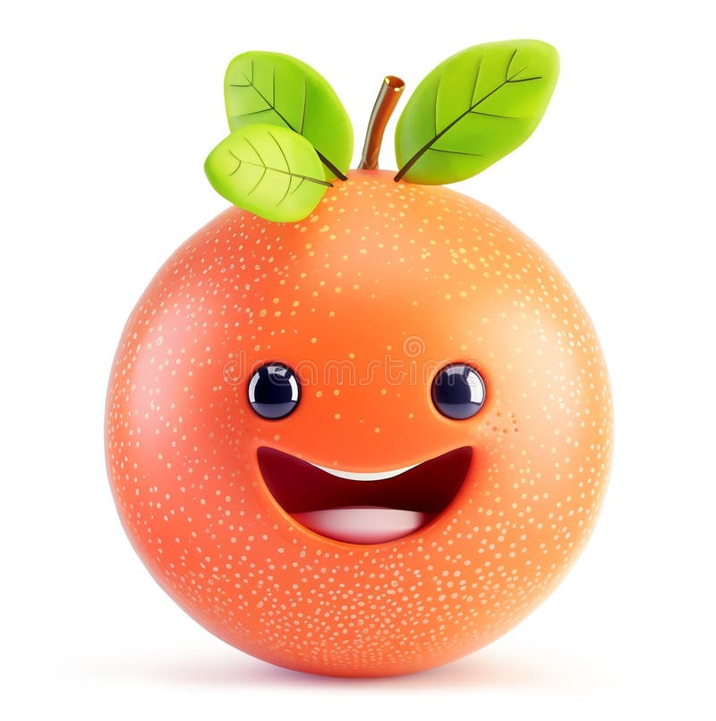 Cheerful Grapefruit Character with a Beaming Smile and Green Leaves ...