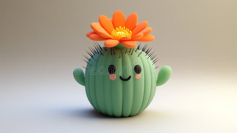 Cheerful Green Cactus Character 3d Render on White Background Stock ...