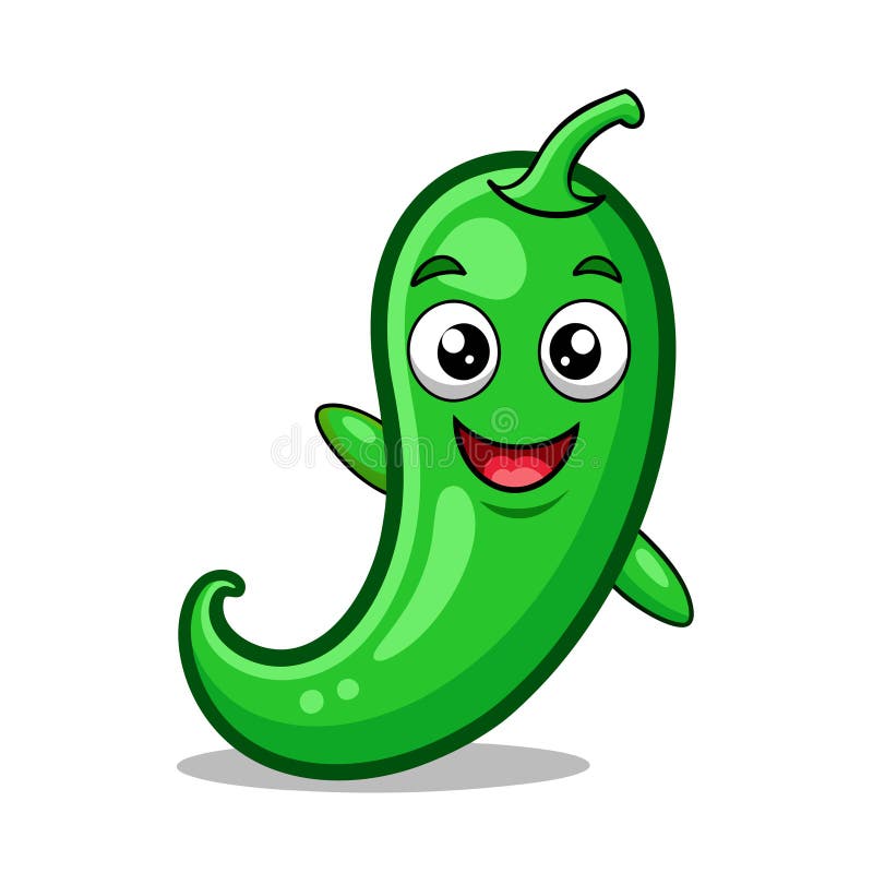 Cheerful Green Chile Character with Happy Smile Stock Vector ...